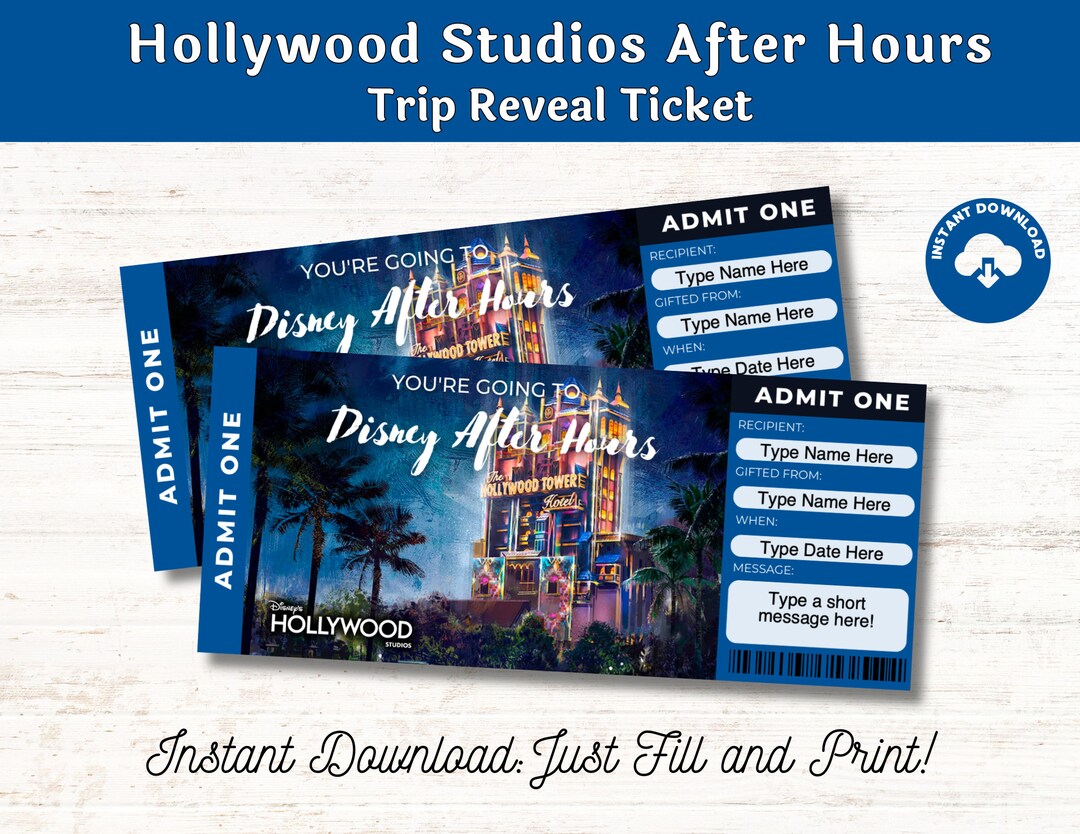 Editable Hollywood Studios After Hours Ticket Surprise Trip Reveal ...