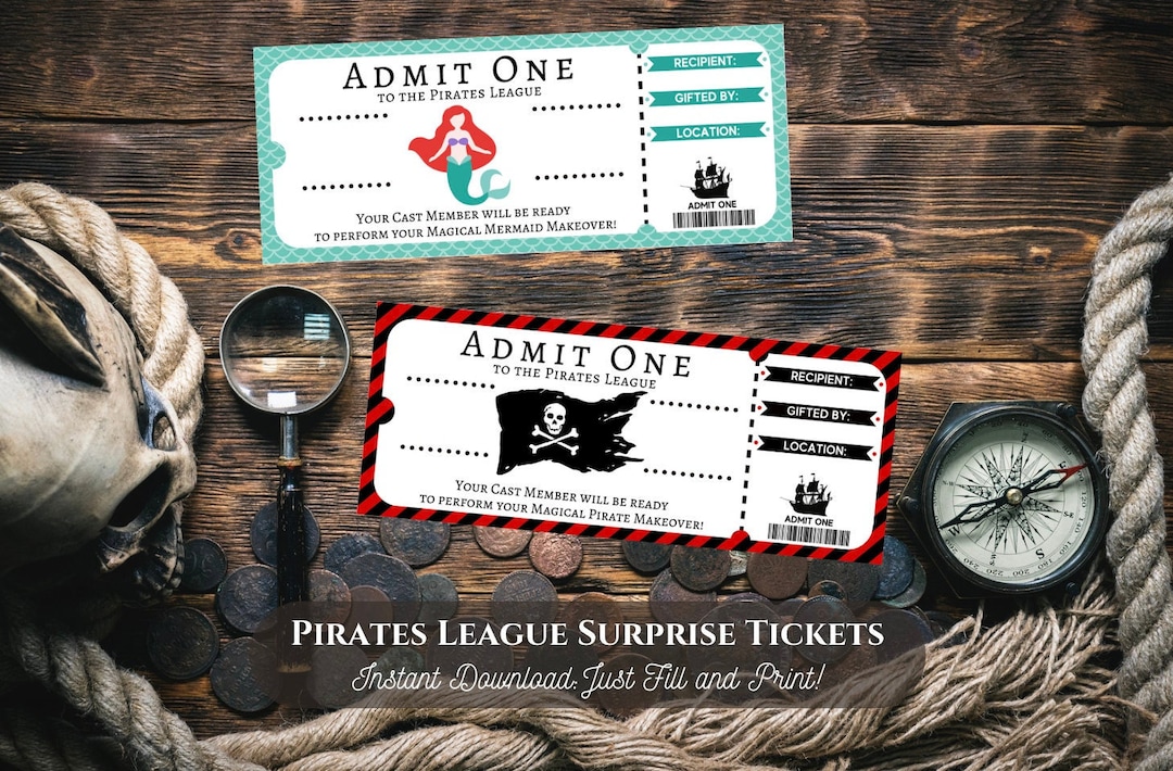 Mickey Cruise Pirates League Ticket Surprise, Set of 2, Mermaid and ...