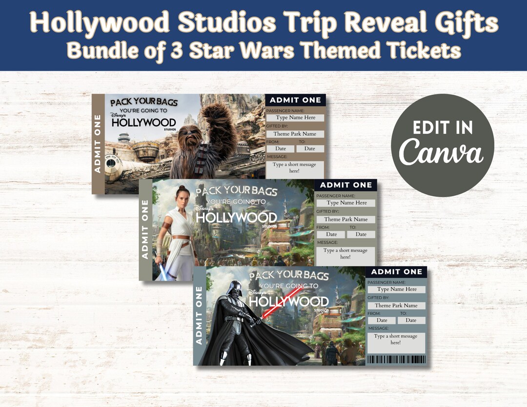 Editable Hollywood Studios Surprise Ticket INSTANT DOWNLOAD Galaxy's ...