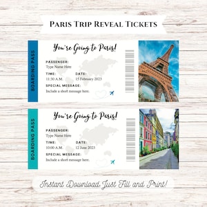 Editable Paris Trip Surprise Ticket Gift for Her Gift for Him INSTANT ...