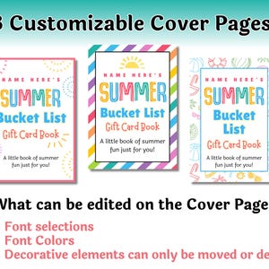 Editable Summer Fun Gift Card Book Last Minute Gift Child Teen or Young ...