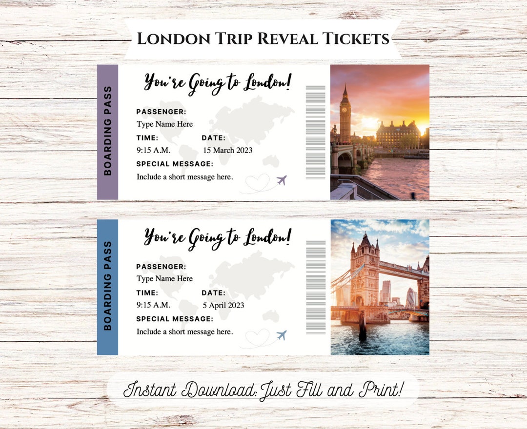 Editable London Trip Surprise London Ticket Gift for Her Gift for Him ...