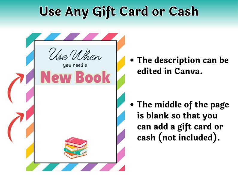 Editable Summer Fun Gift Card Book Last Minute Gift Child Teen or Young ...