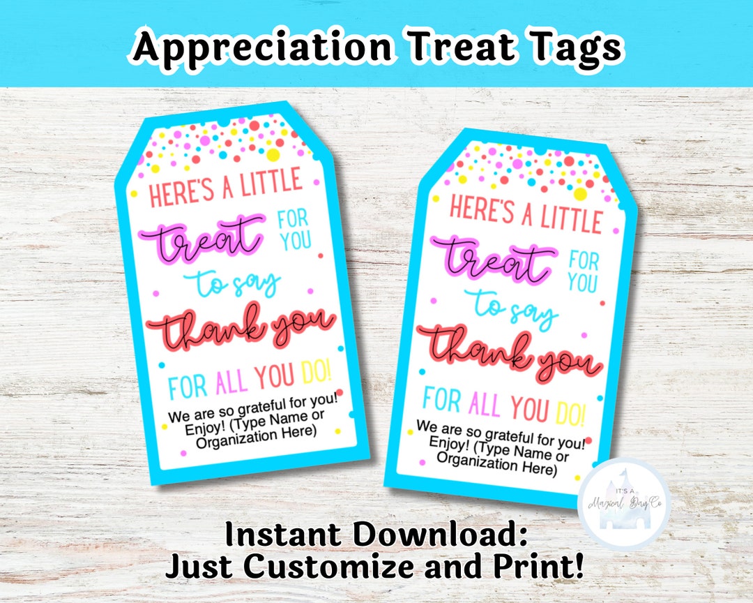 Thank You Tags Staff Appreciation Teacher PTO Gift We Appreciate You ...