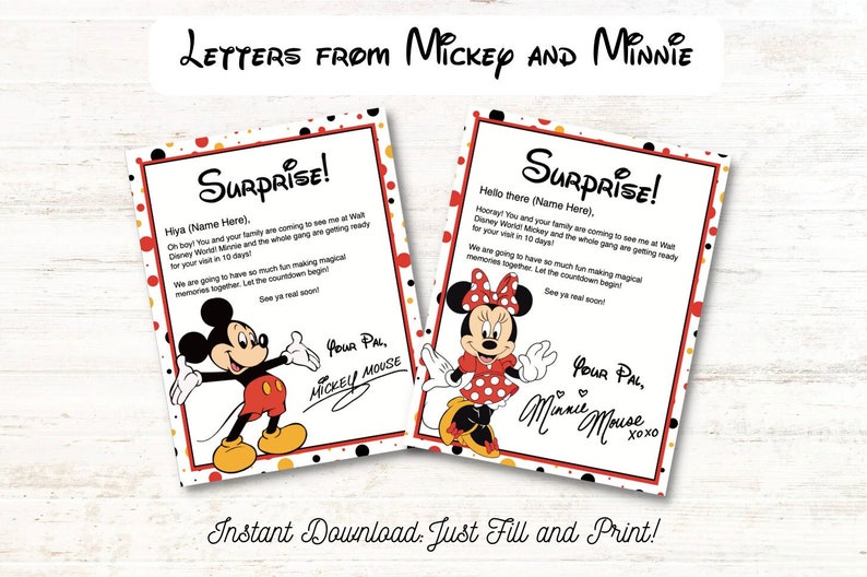 Editable Letters From Mickey and Minnie Trip Reveal - Etsy