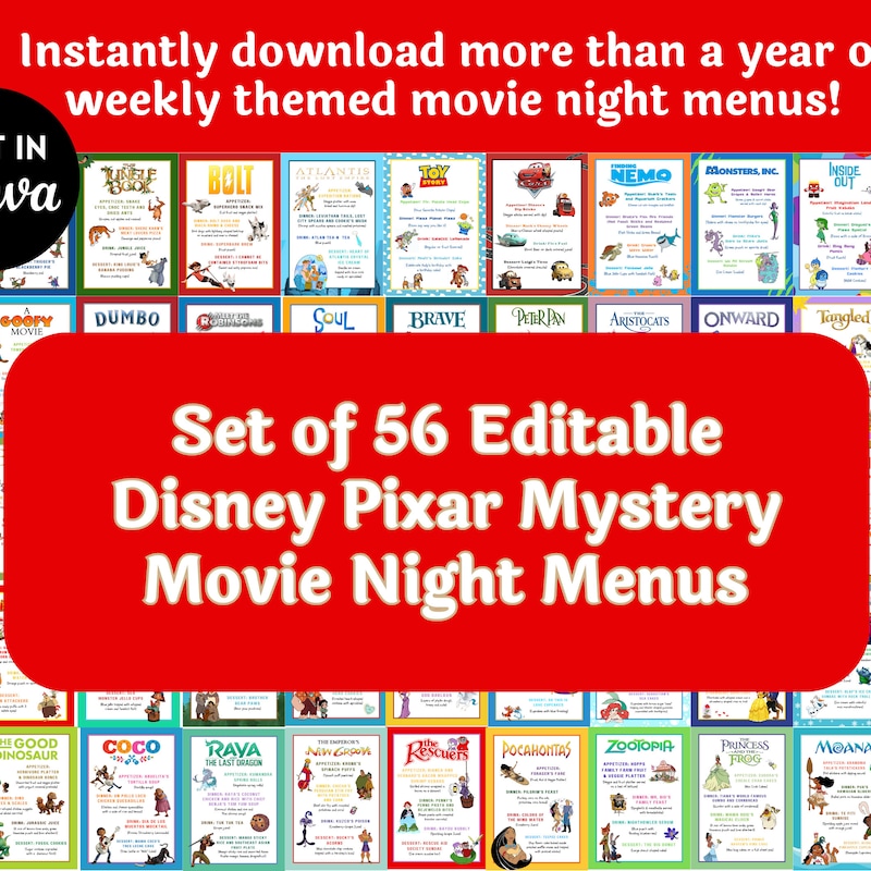 Dinner and Movie Menu Cards - Etsy
