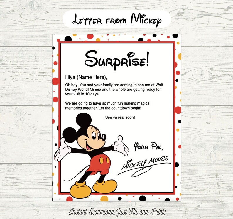 Editable Letters From Mickey and Minnie Trip Reveal - Etsy