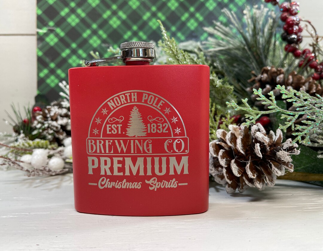 North Pole Brewing Co., Christmas Theme 6 Ounce Stainless Steel SS Hip ...