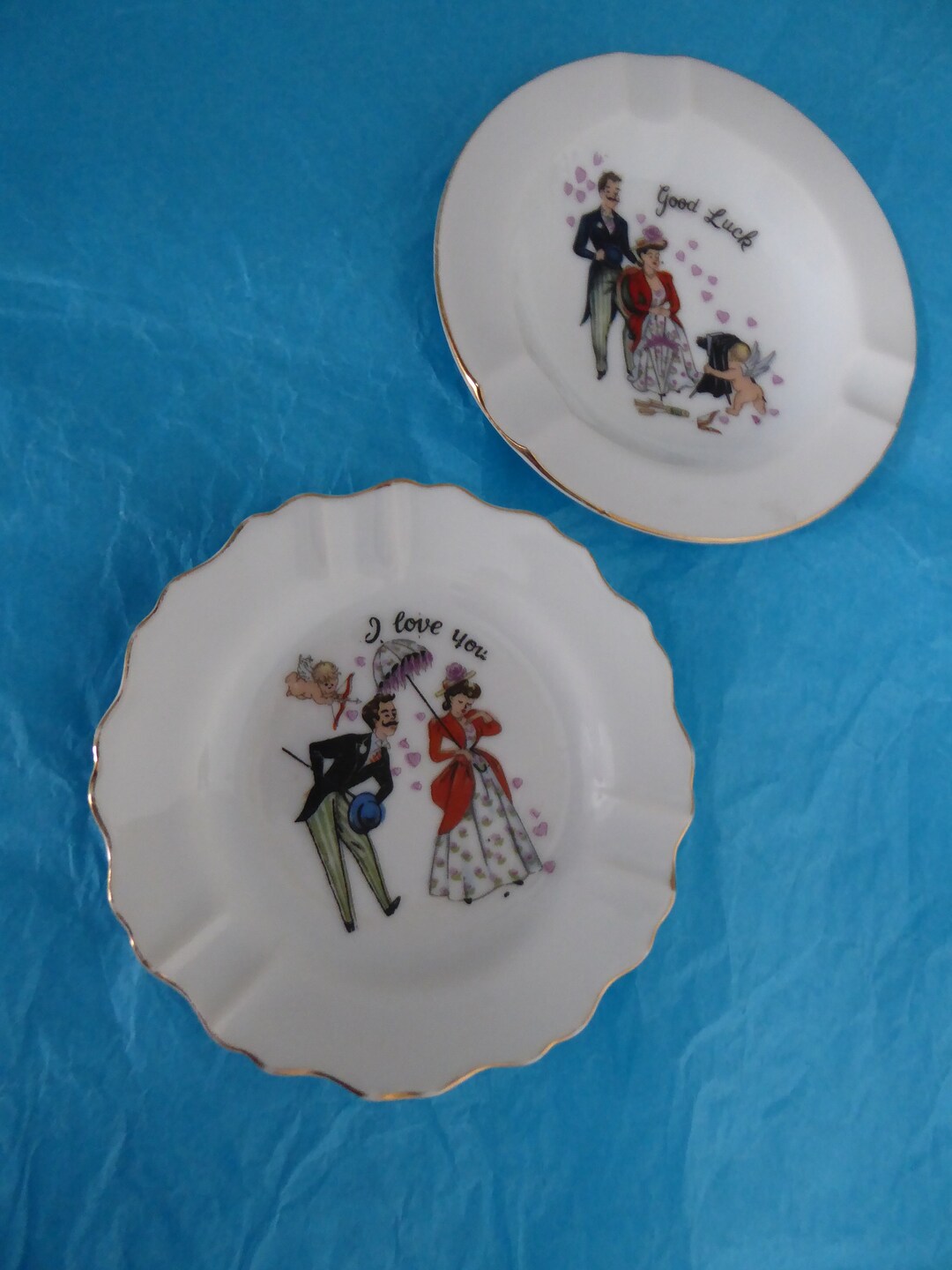 Vintage Love Plates Victorian Couple Set of 2 Happy Days ** FREE ...