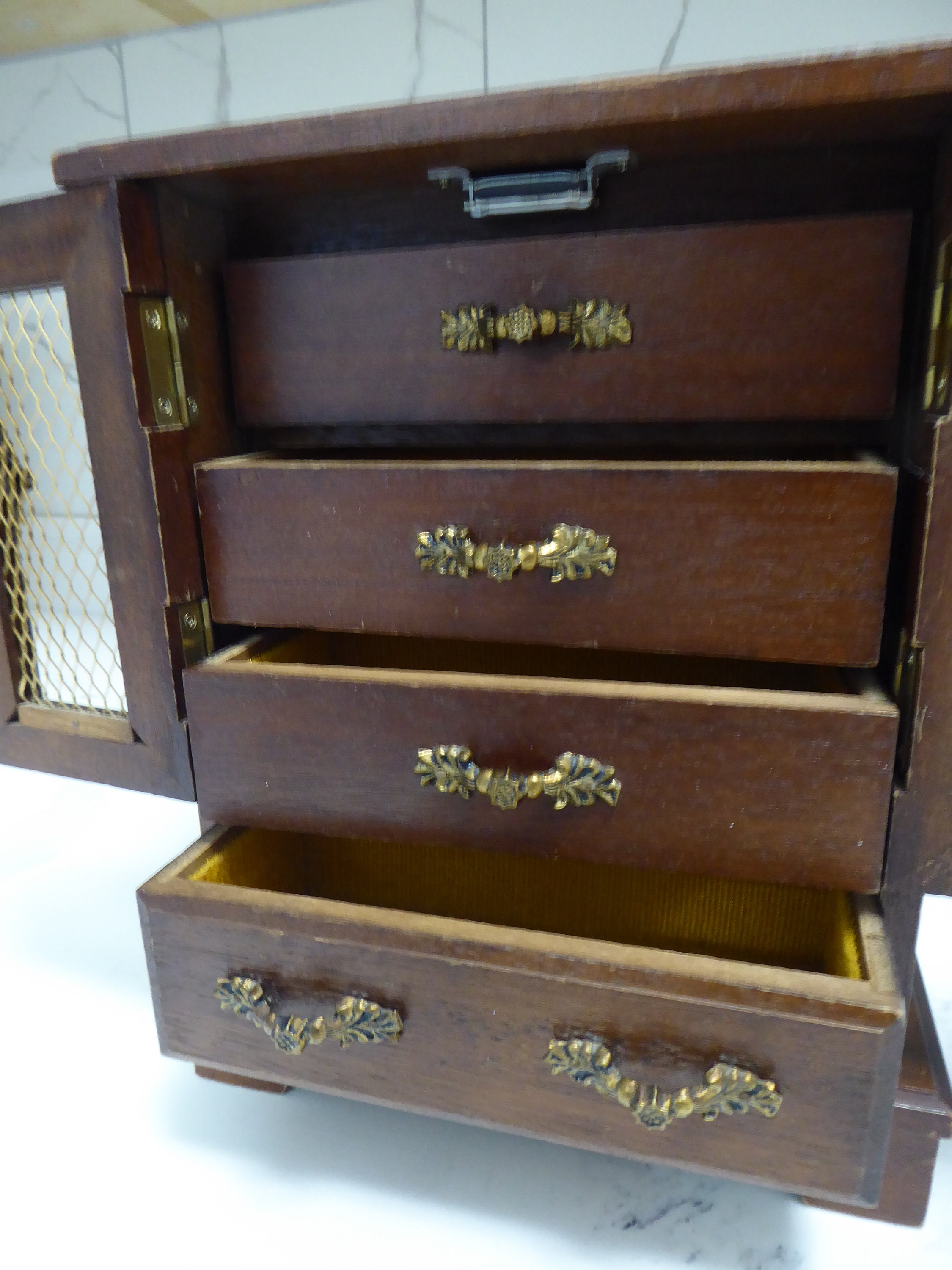 Vintage Music 4 Drawer Jewelry Box With Mesh Inserts - Etsy