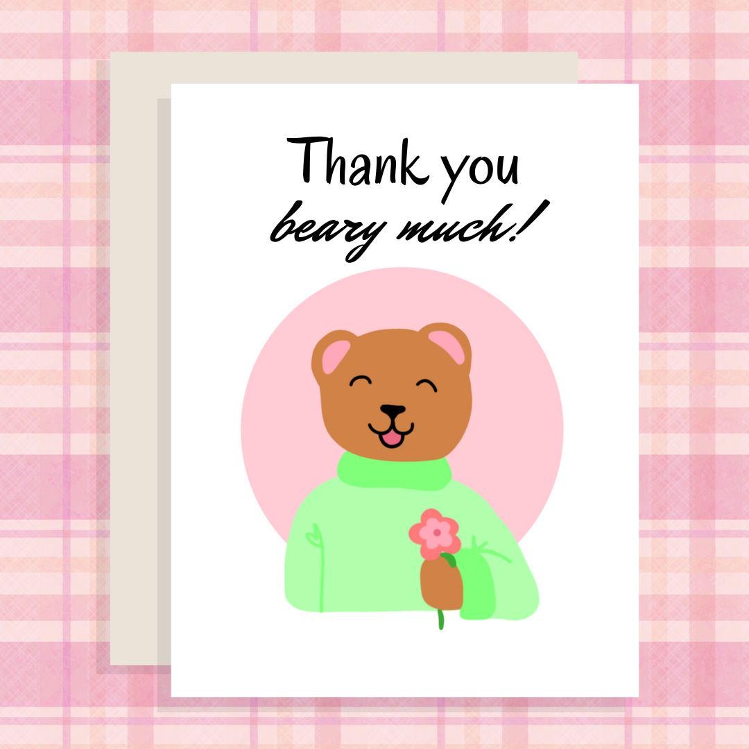 Thank You Beary Much Card - Etsy