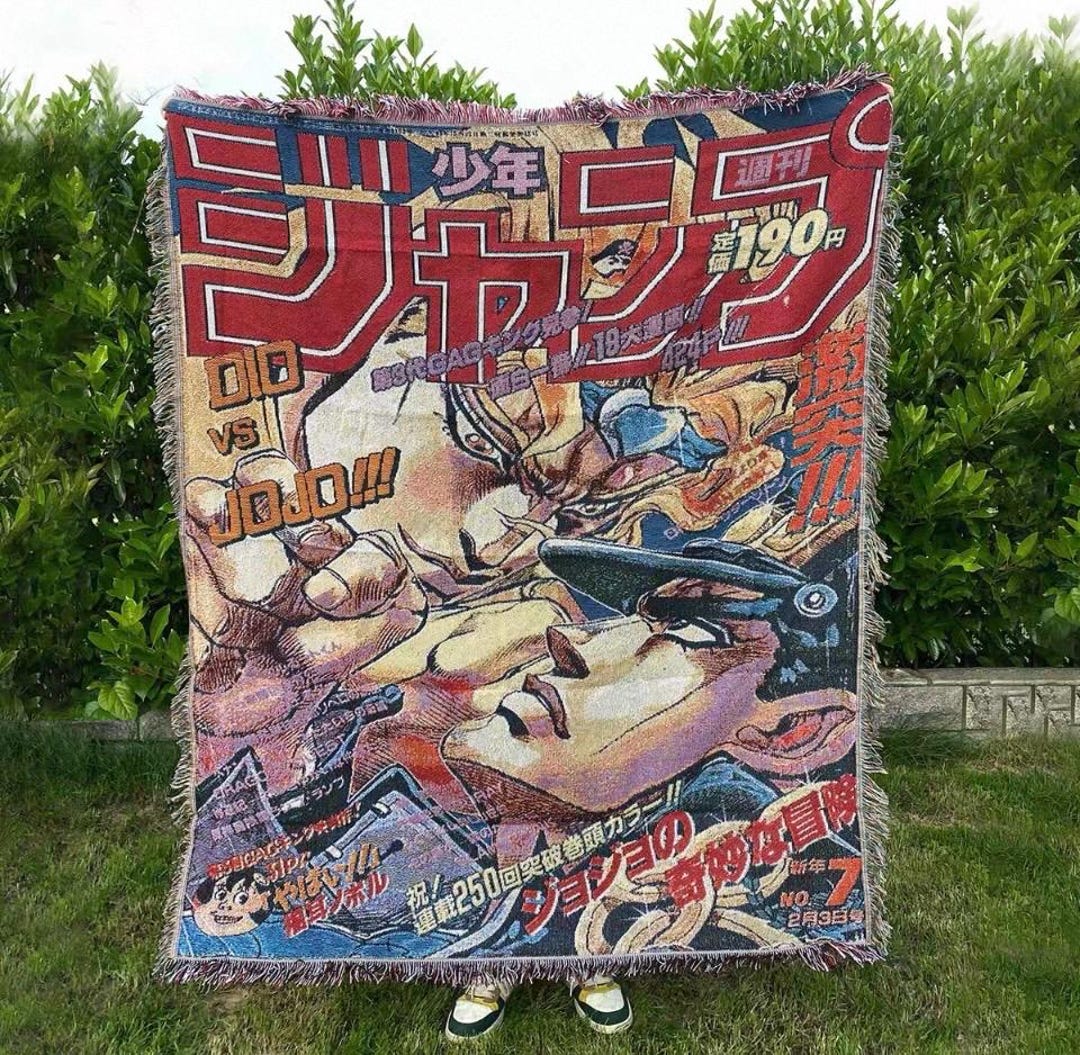 Jotaro Kujo | Retro Manga Cover Throw Blank Eco Friendly Tapestries - Etsy