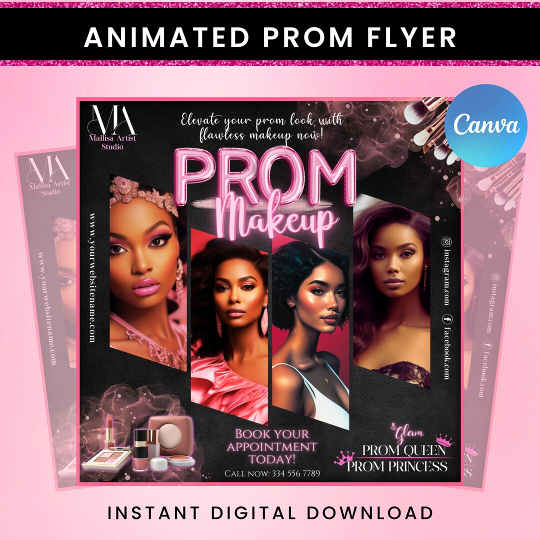 Prom Makeup Flyer, Prom Makeup, MUA Flyer, Makeup Flyer, Prom Flyer ...