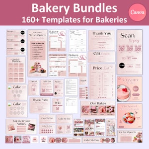 Bakery Business Forms Bundle, Printable Canva Template, Cake Care Card ...