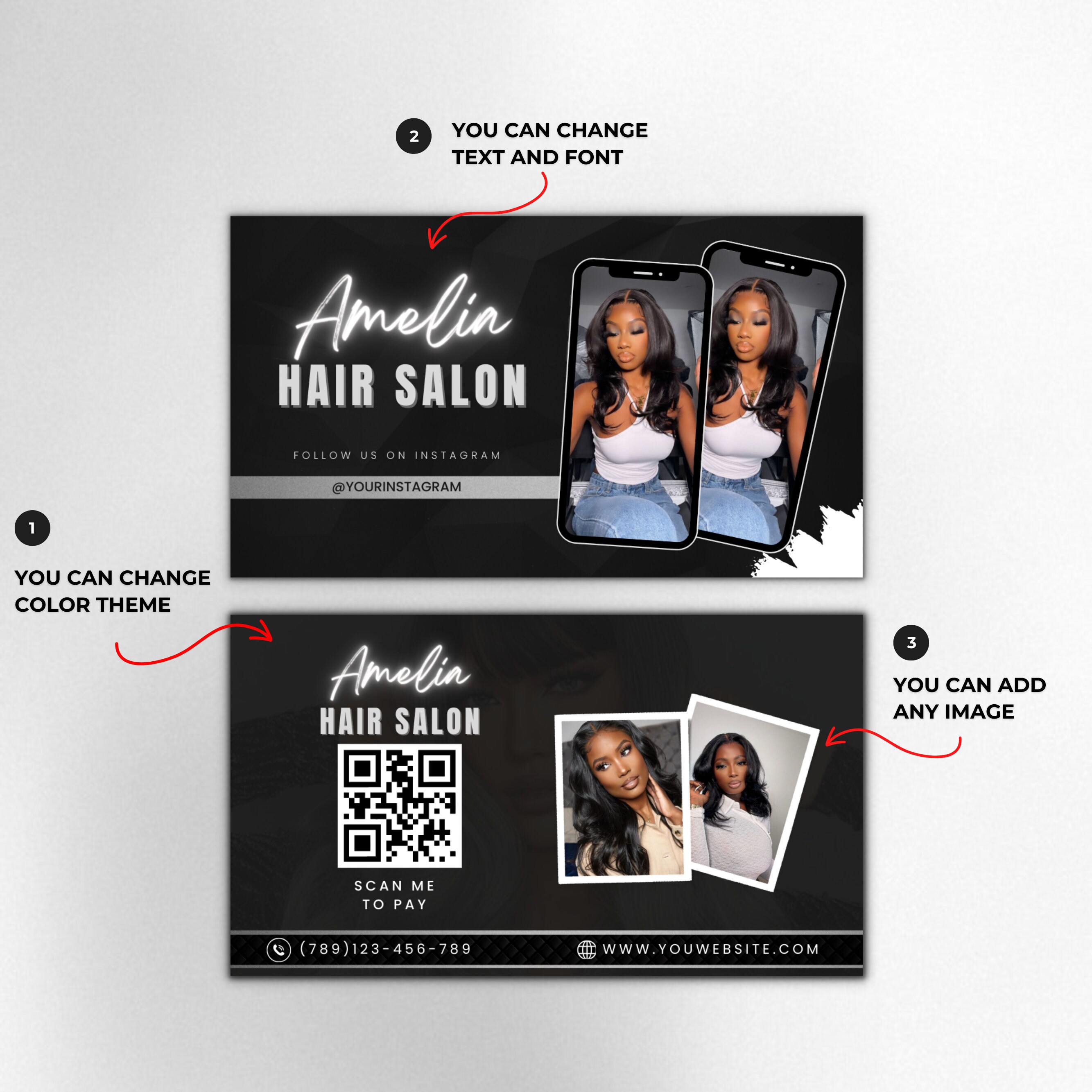 Hair Business Cards, DIY Business Card, Hairstylist Business Cards ...