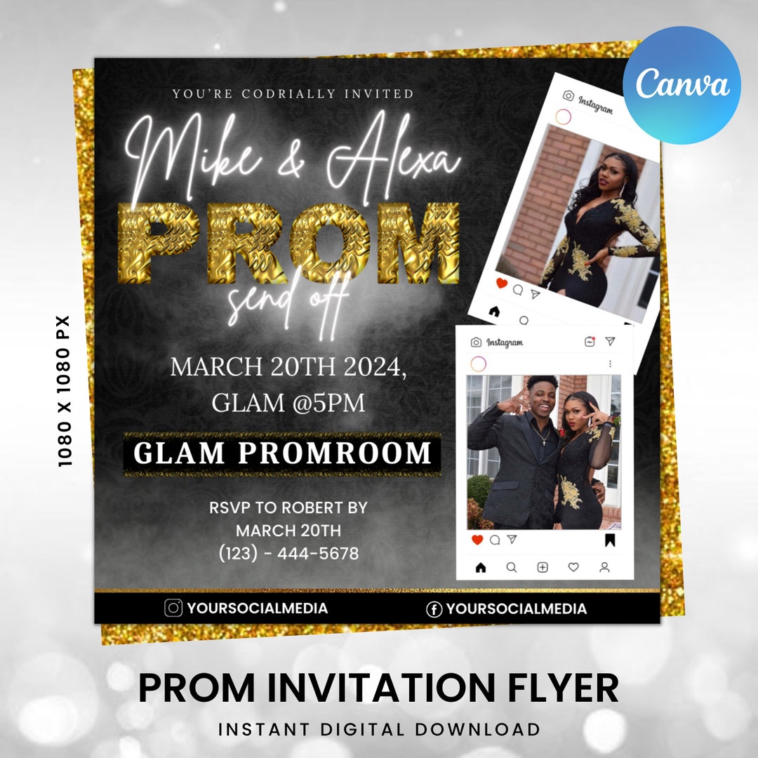 Prom Invitation, Prom Send off Flyer, Prom Invitation Flyer, Prom Flyer ...