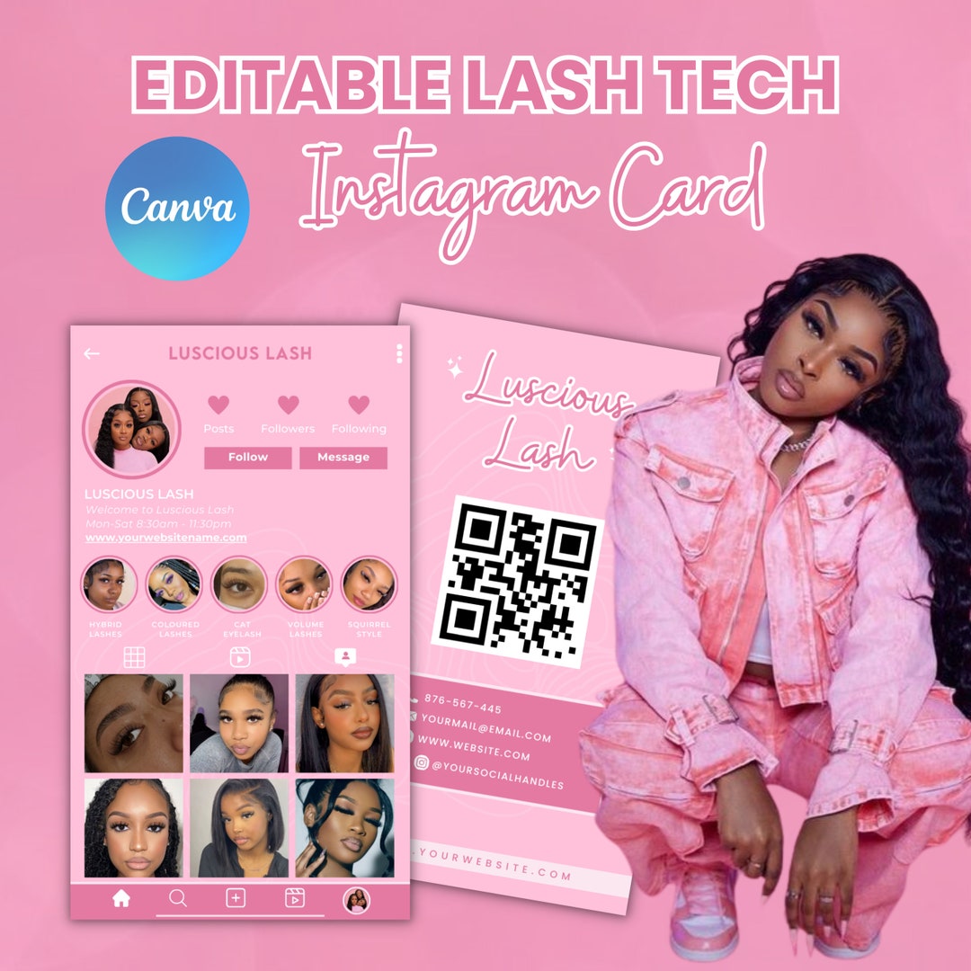 2024 Instagram Business Card for Lash Tech, IG Business Card, DIY Canva ...