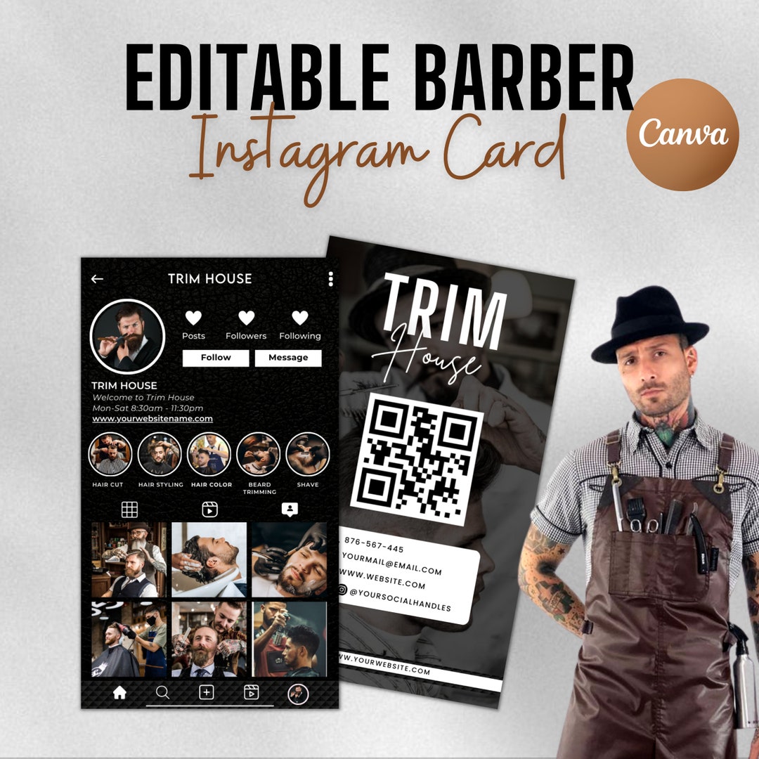 Barber Shop IG Business Card, Instagram Business Card 2024, Barber ...