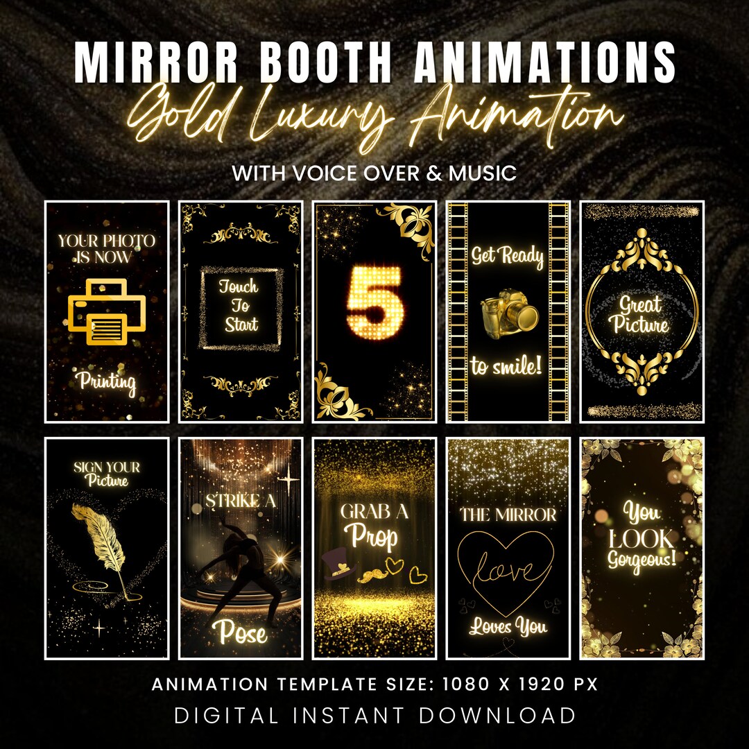Mirror Booth Animations, Black & Gold Animations, Touch to Start ...