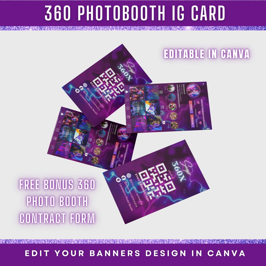 360 Photobooth Instagram Business Card 2024, IG Card, DIY Canva ...