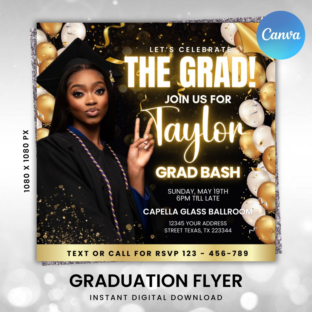 Graduation Flyer, 2024 Graduation Invites, Graduation Flyer Template ...