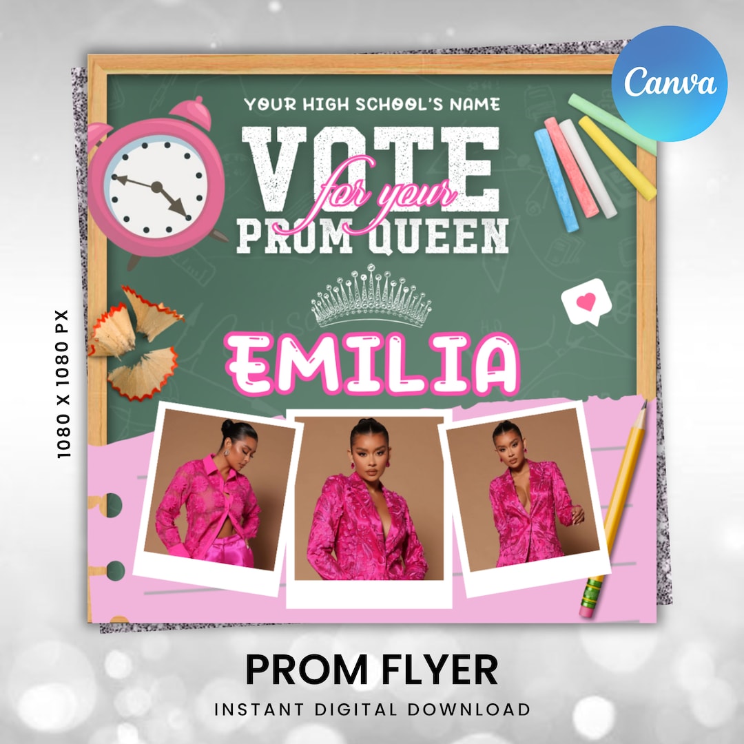 Vote for Prom Queen Flyer, Prom Send off Flyer, Prom Invitation Flyer ...