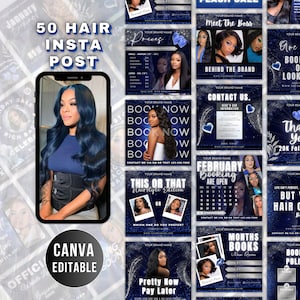 50 Hair Instagram Post, Hairstylist Instagram Template, Branding Kit ...