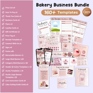 Bakery Business Forms Bundle, Printable Canva Template, Cake Care Card ...