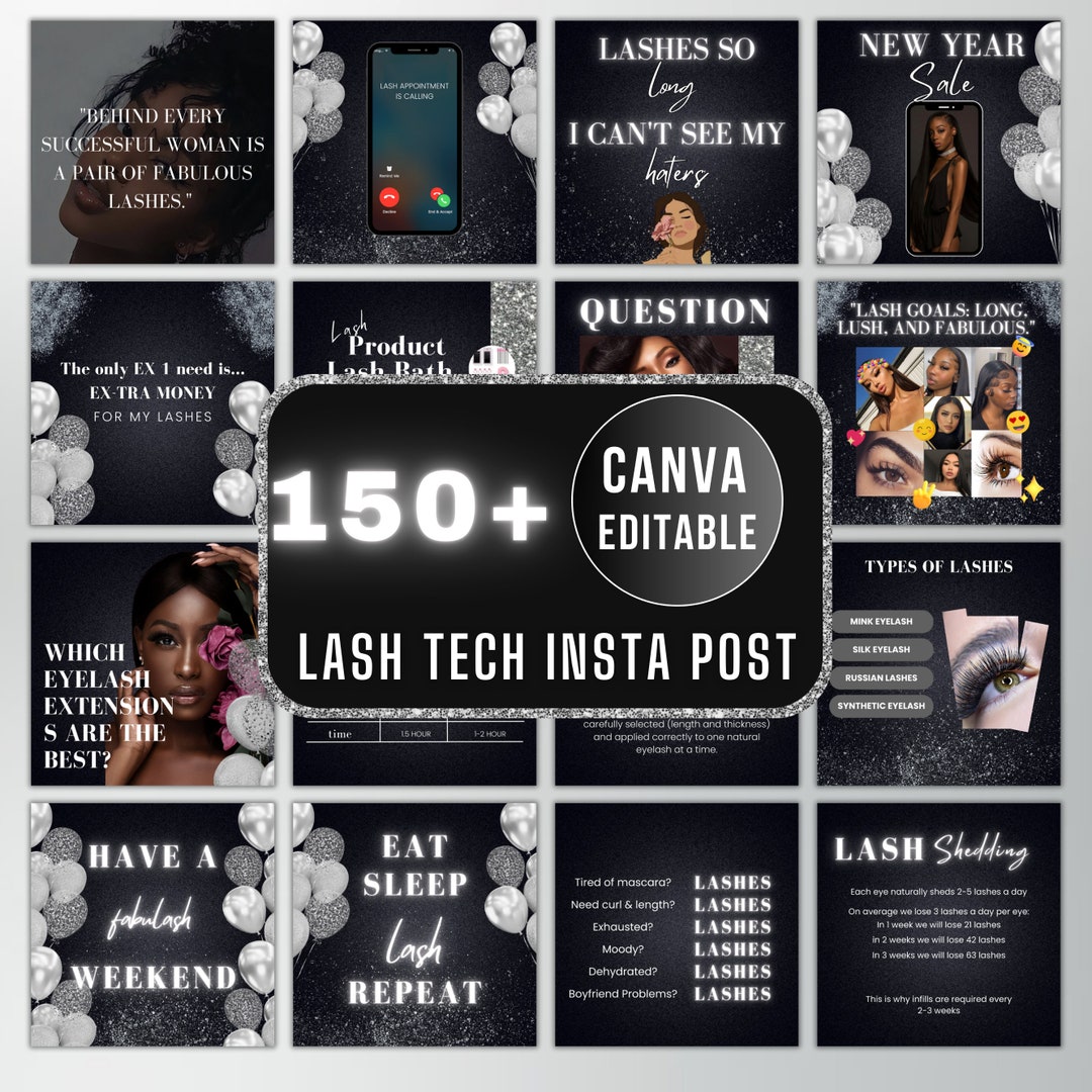 150 Lash Tech Instagram Post and Highlight Cover Templates, Lash Tech ...