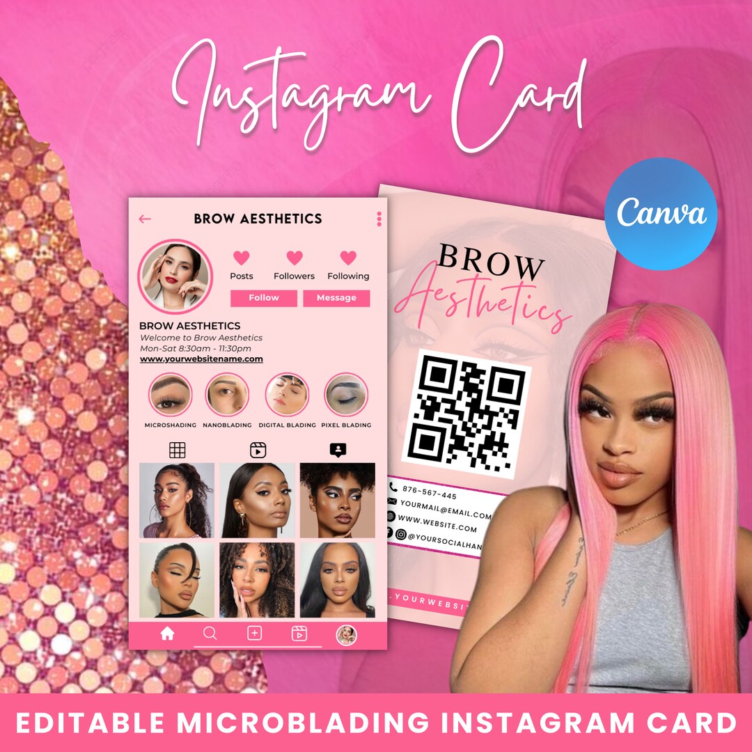 2024 Microblading Instagram Business Card, IG Business Card Canva ...