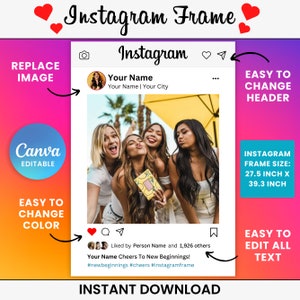 Instagram Frame Canva Template, Instagram Frame for Photo Booth ...