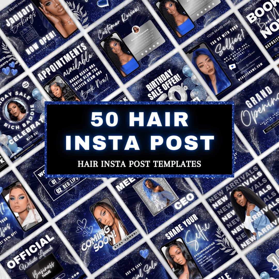 50 Hair Instagram Post, Hairstylist Instagram Template, Branding Kit ...