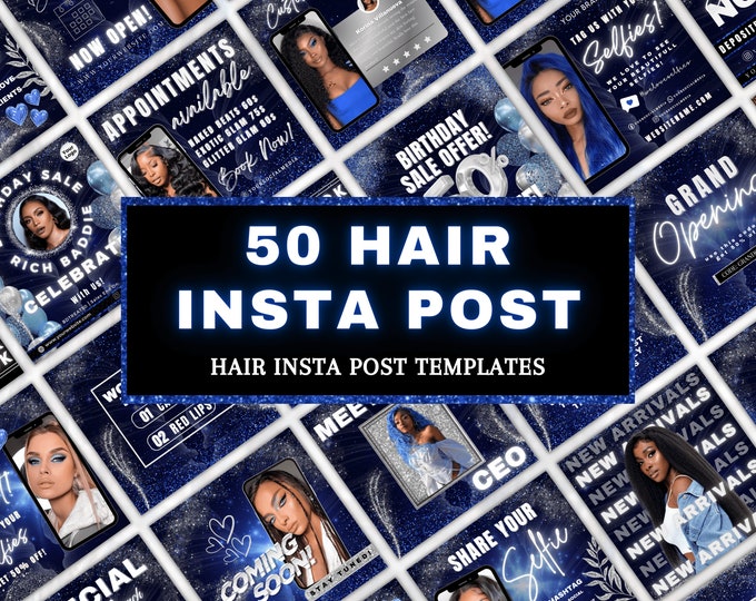 50 Hair Instagram Post, Hairstylist Instagram Template, Branding Kit ...