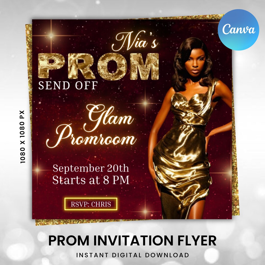 Prom Invitation, Prom Send off Flyer, Prom Invitation Flyer, Prom Flyer ...