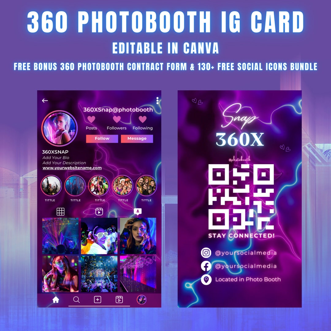 360 Photobooth Instagram Business Card 2024, IG Card, DIY Canva ...