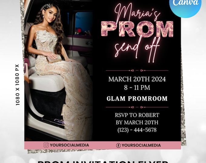 Prom Invitation, Prom Send off Flyer, Prom Invitation Flyer, Prom Flyer ...
