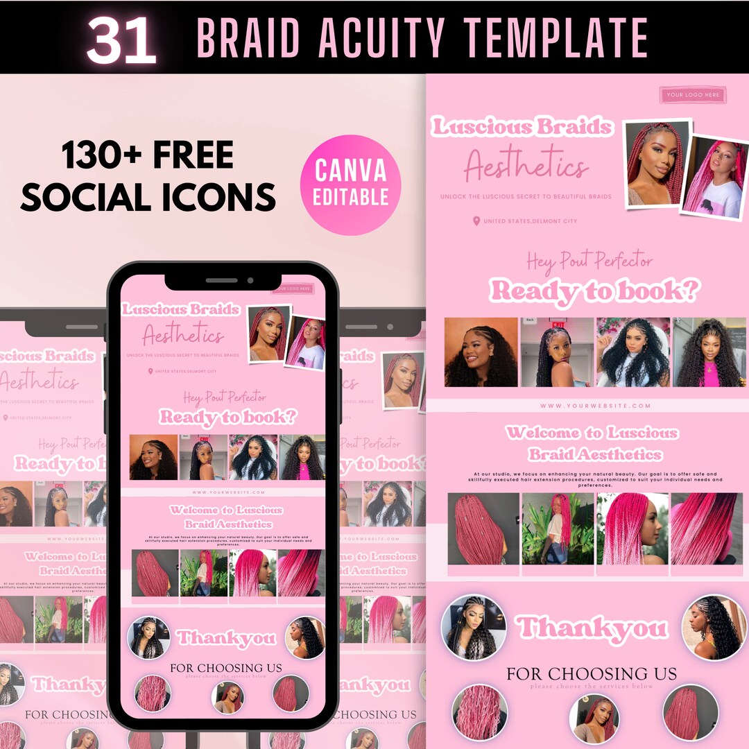 Braids Acuity Scheduling Template, DIY Scheduling Template Braiding ...