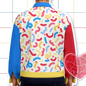 Clowncore Primary Colors Confetti Cotton Canvas Jacket Colorful Bright ...