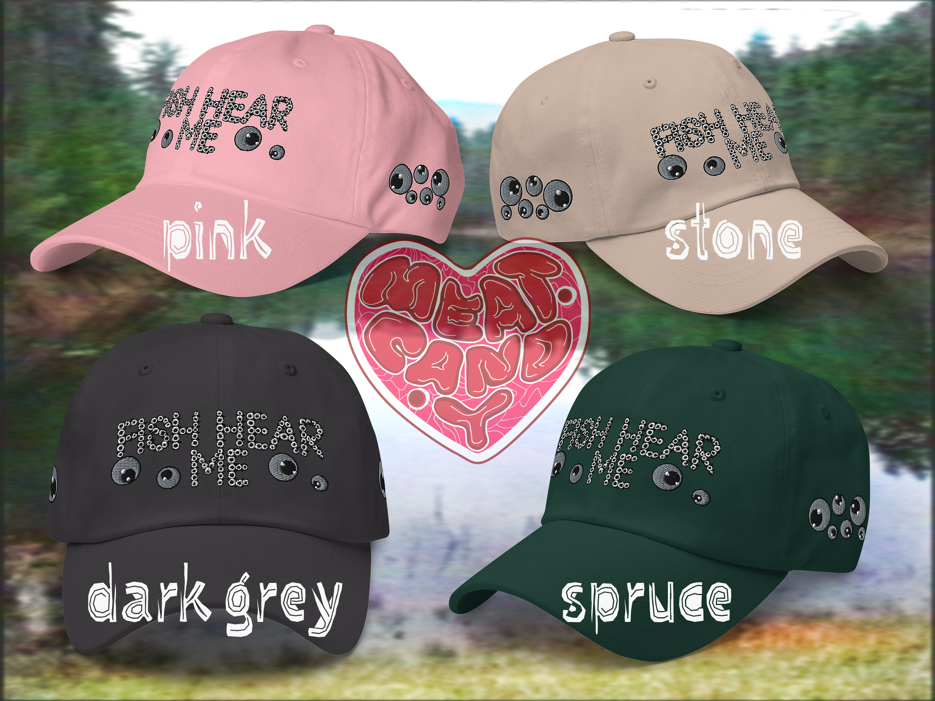 Fish Hear Me Googly Eyes Weirdcore Absurdist Embroidered Dad Cap Silly ...