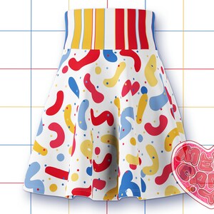 Clowncore Primary Colors Confetti Skater Skirt Colorful Bright Kidcore ...