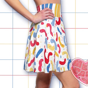 Clowncore Primary Colors Confetti Skater Skirt Colorful Bright Kidcore ...