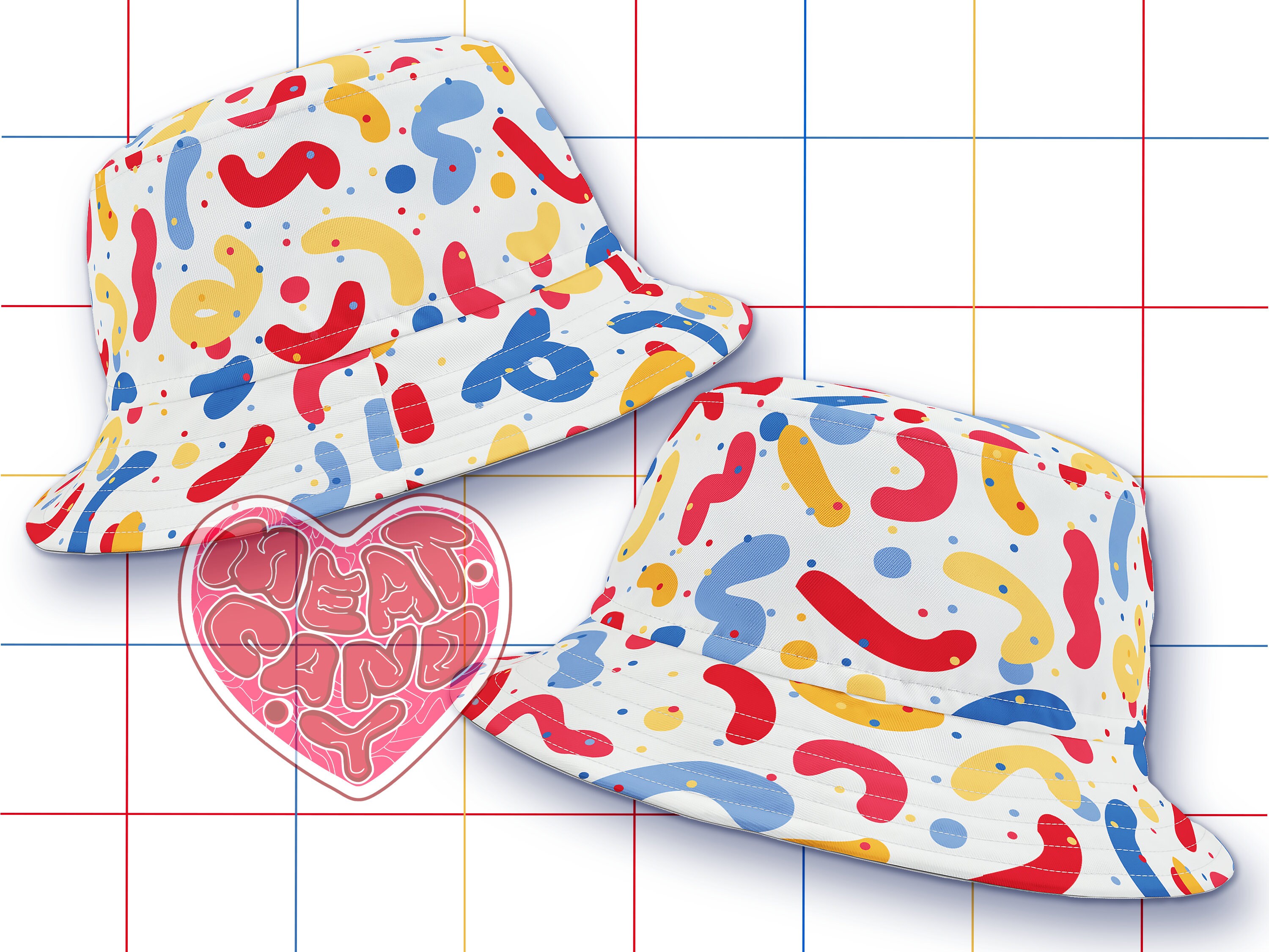 Clowncore Primary Colors Confetti Bucket Hat Colorful Bright Kidcore ...