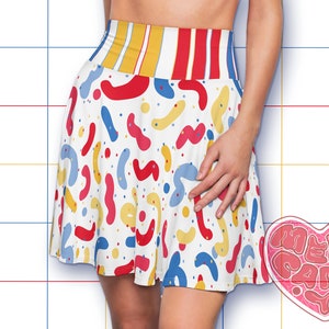 Clowncore Primary Colors Confetti Skater Skirt Colorful Bright Kidcore ...