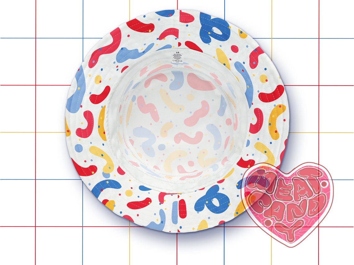 Clowncore Primary Colors Confetti Bucket Hat Colorful Bright Kidcore ...