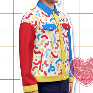 Clowncore Primary Colors Confetti Cotton Canvas Jacket Colorful Bright ...