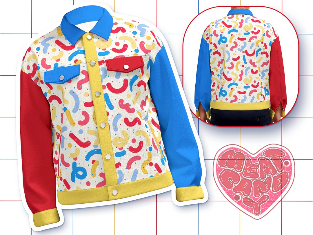 Clowncore Primary Colors Confetti Cotton Canvas Jacket Colorful Bright ...