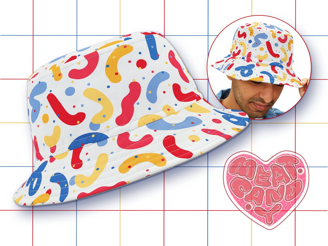 Clowncore Primary Colors Confetti Bucket Hat Colorful Bright Kidcore ...