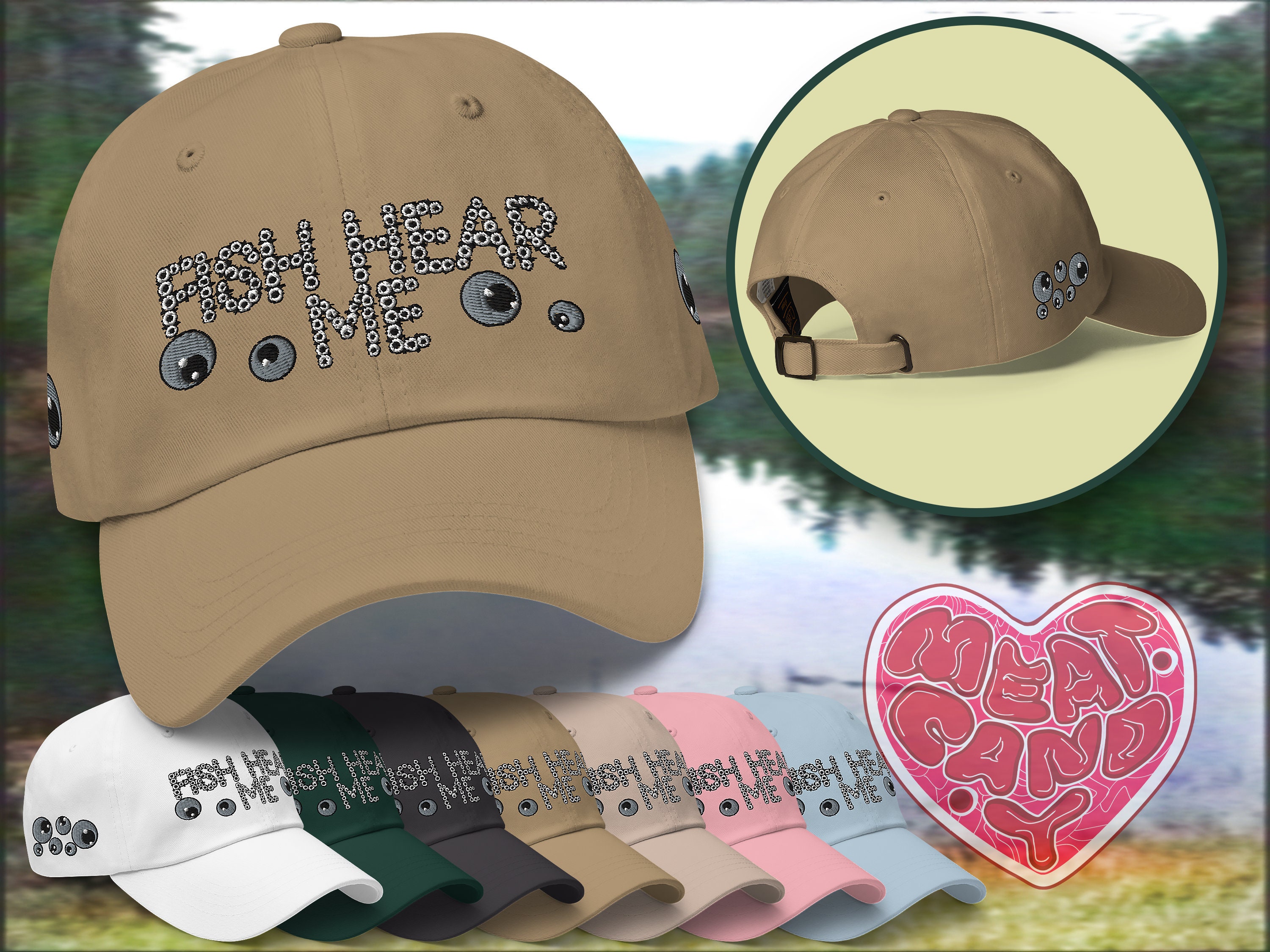 Fish Hear Me Googly Eyes Weirdcore Absurdist Embroidered Dad Cap Silly ...