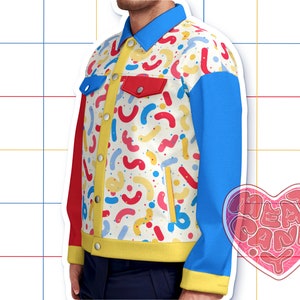 Clowncore Primary Colors Confetti Cotton Canvas Jacket Colorful Bright ...