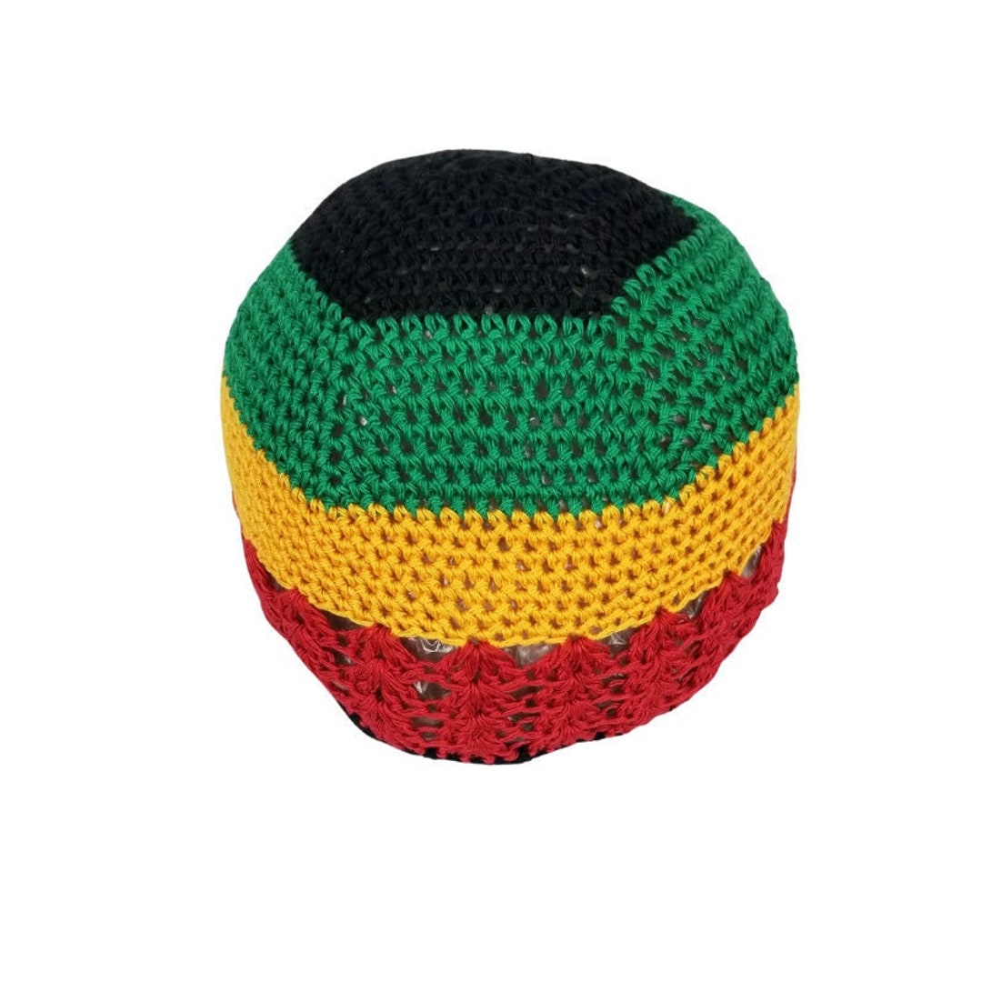 Rasta Crochet Kuffi Hat, Bob Marley Reggae Color Beanie Tam, Jamaican ...